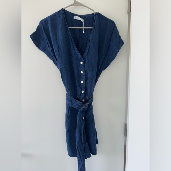 Mango | Pants & Jumpsuits | Mango Navy Blue Buttondown Jumpsuit | Poshmark